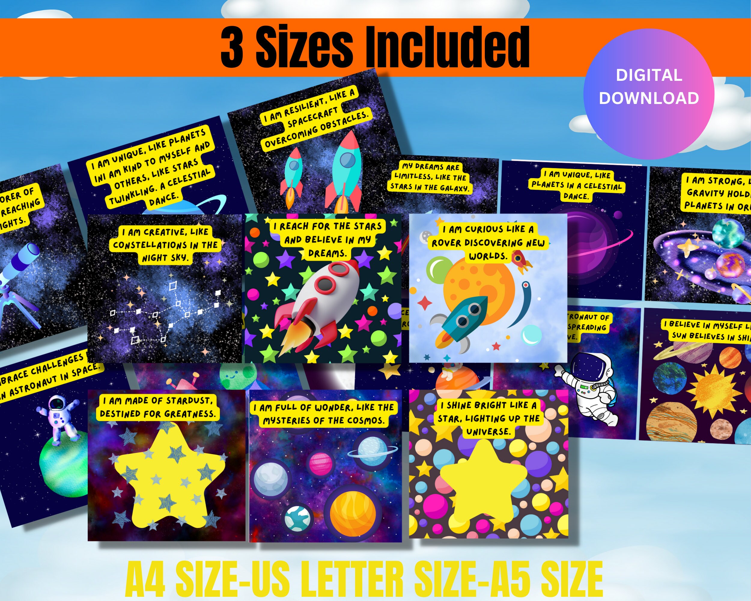 Space Affirmation Cards for Kids | Cute Astronaut Space Quotes ...