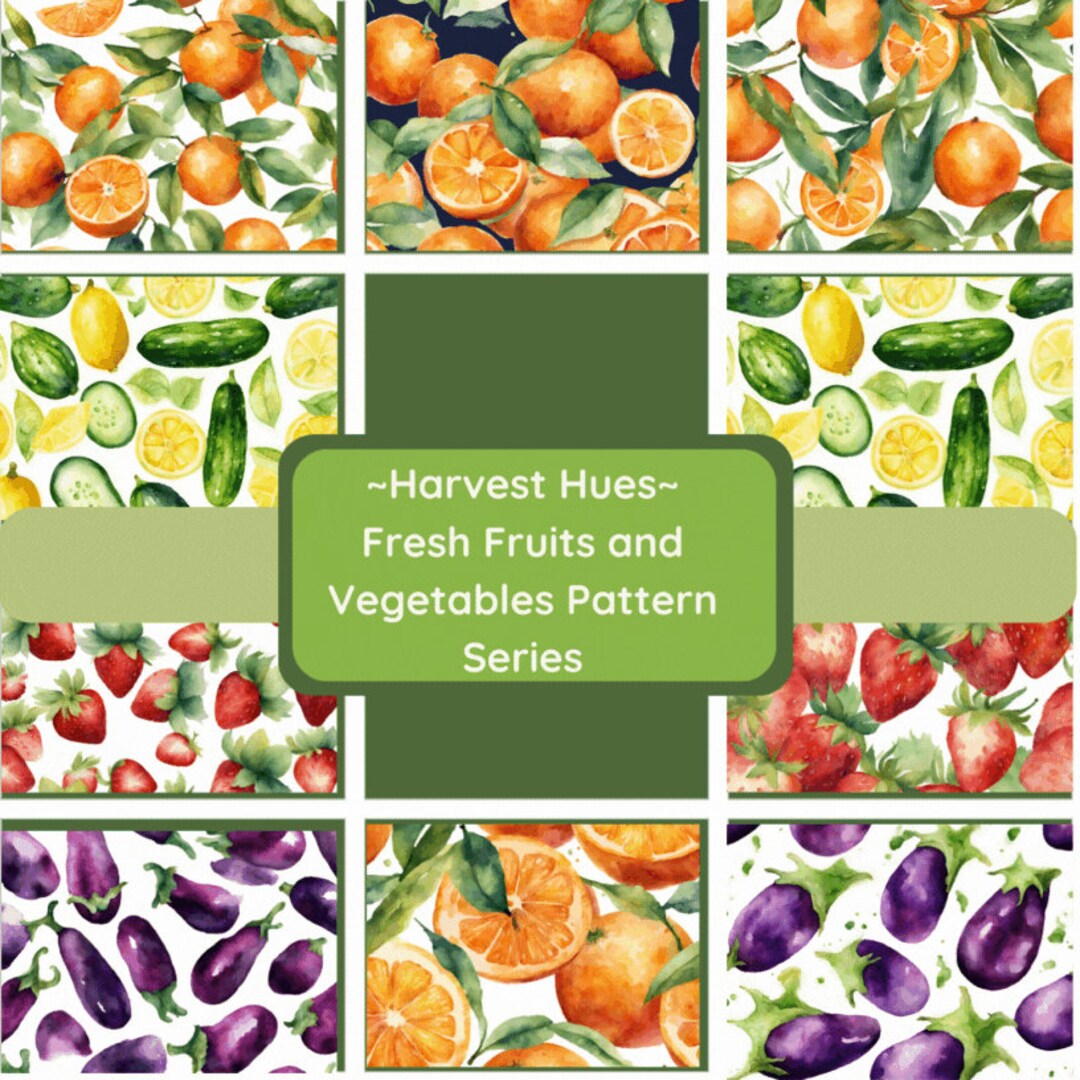 Harvest Hues: Fresh Fruits and Vegetables Pattern Series - Etsy