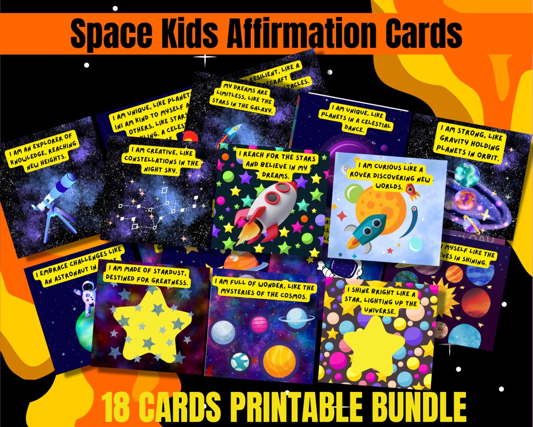 Space Affirmation Cards for Kids Cute Astronaut Space Quotes ...