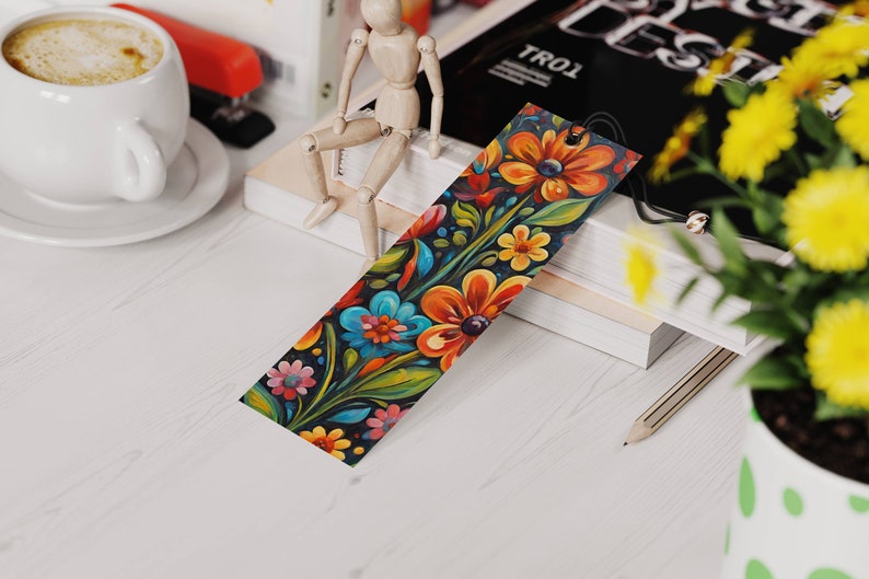 Bold Floral Themed Printable Bookmarks for Book Lovers, Flower Art ...