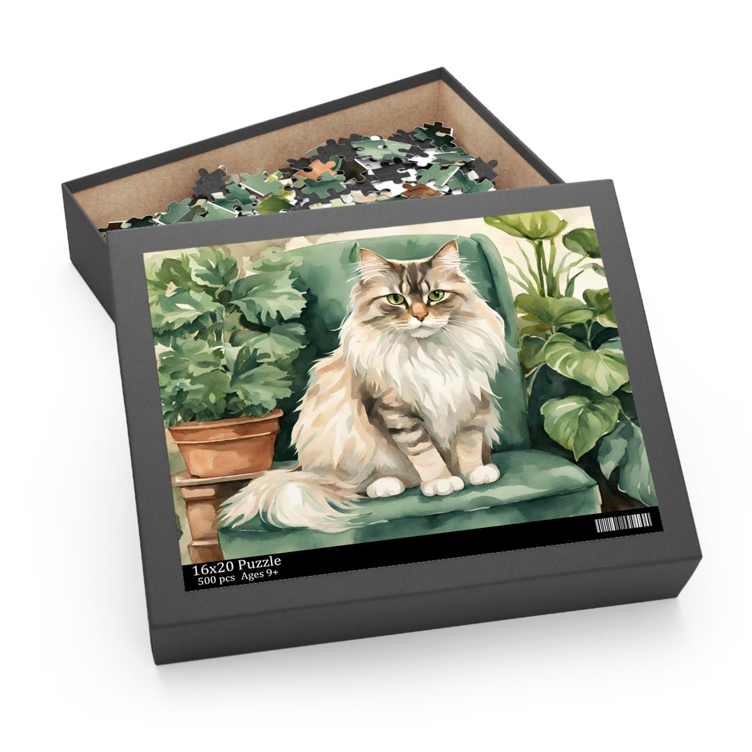 Vintage Watercolor Cat Puzzles for Cat Lovers, Jigsaw Puzzle 500 Pieces ...