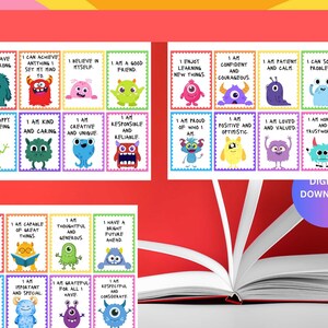 Positive Monster Affirmation Cards for Kids | Cute Monster Quotes ...