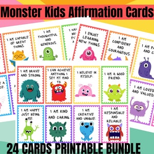 Positive Monster Affirmation Cards for Kids | Cute Monster Quotes ...