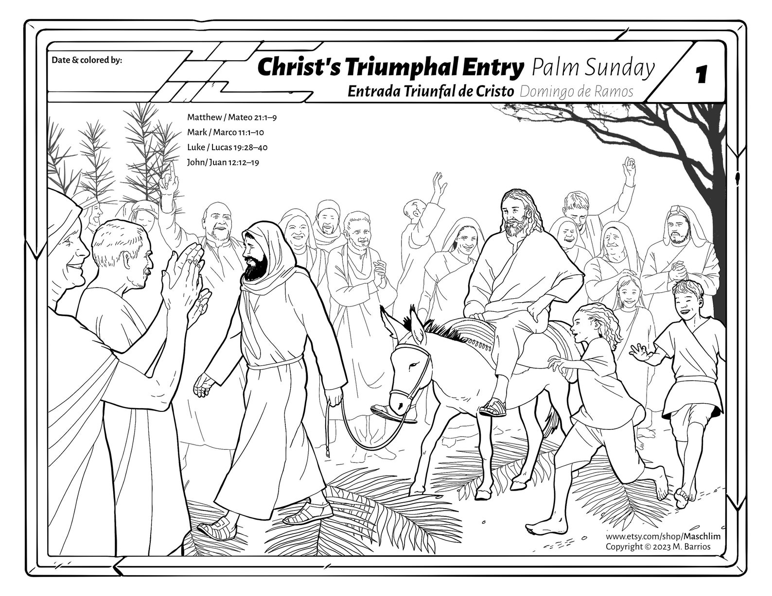 Holy Week Triumphal Entry Coloring Drawing - Etsy