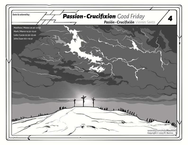 Holy Week - Cruxifiction Coloring Drawing - Etsy
