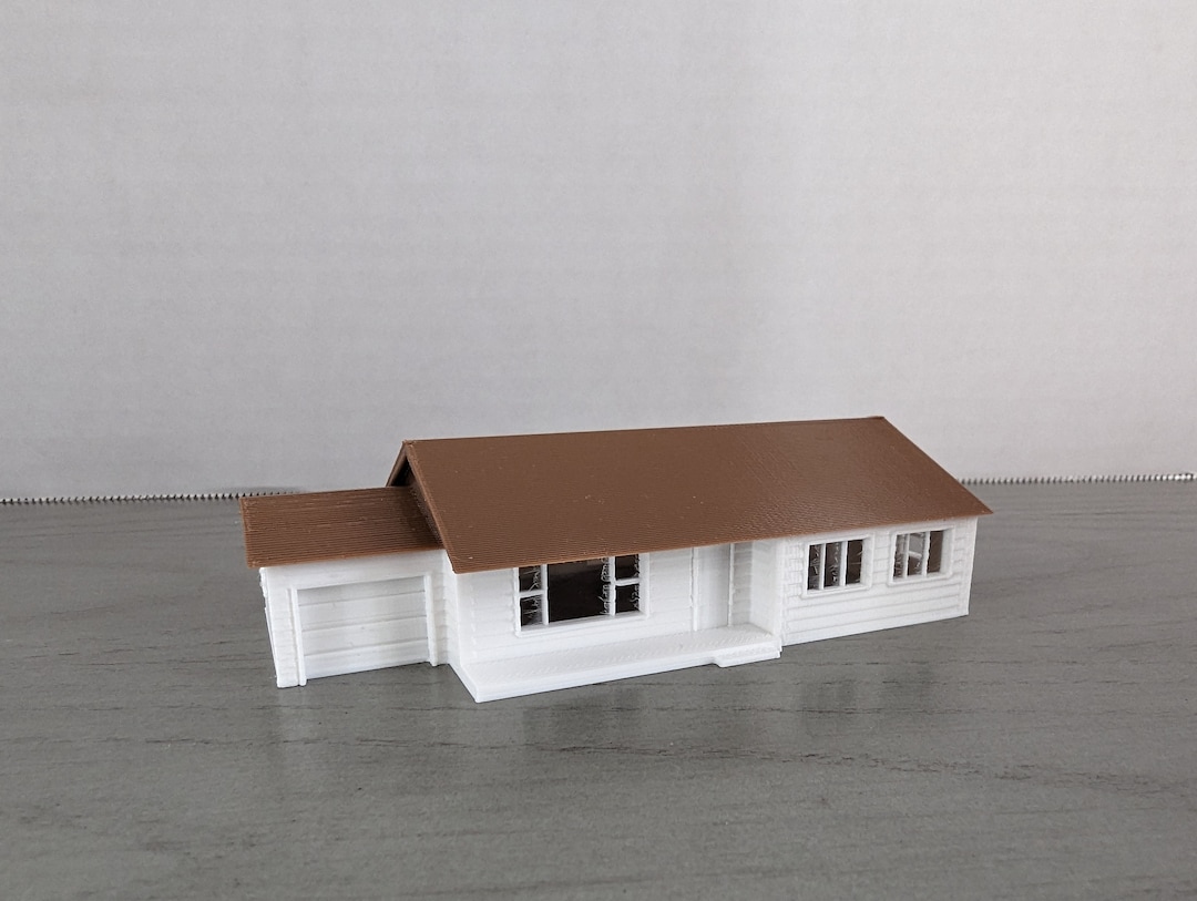 N Scale House Ranch Style With Garage - Customize Your Colors - 3D ...