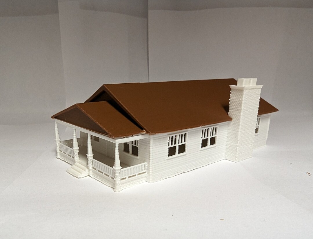 N Scale House With Porch - Customize Your Colors - 3D Printed - Model ...