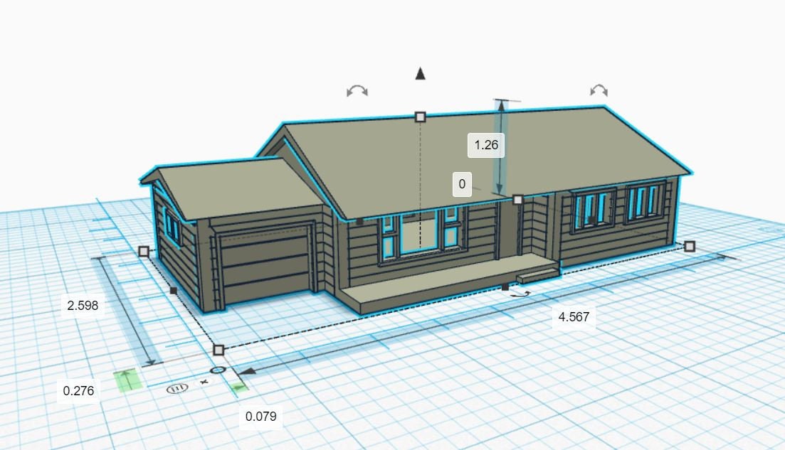 N Scale House Ranch Style With Garage - Customize Your Colors - 3D ...