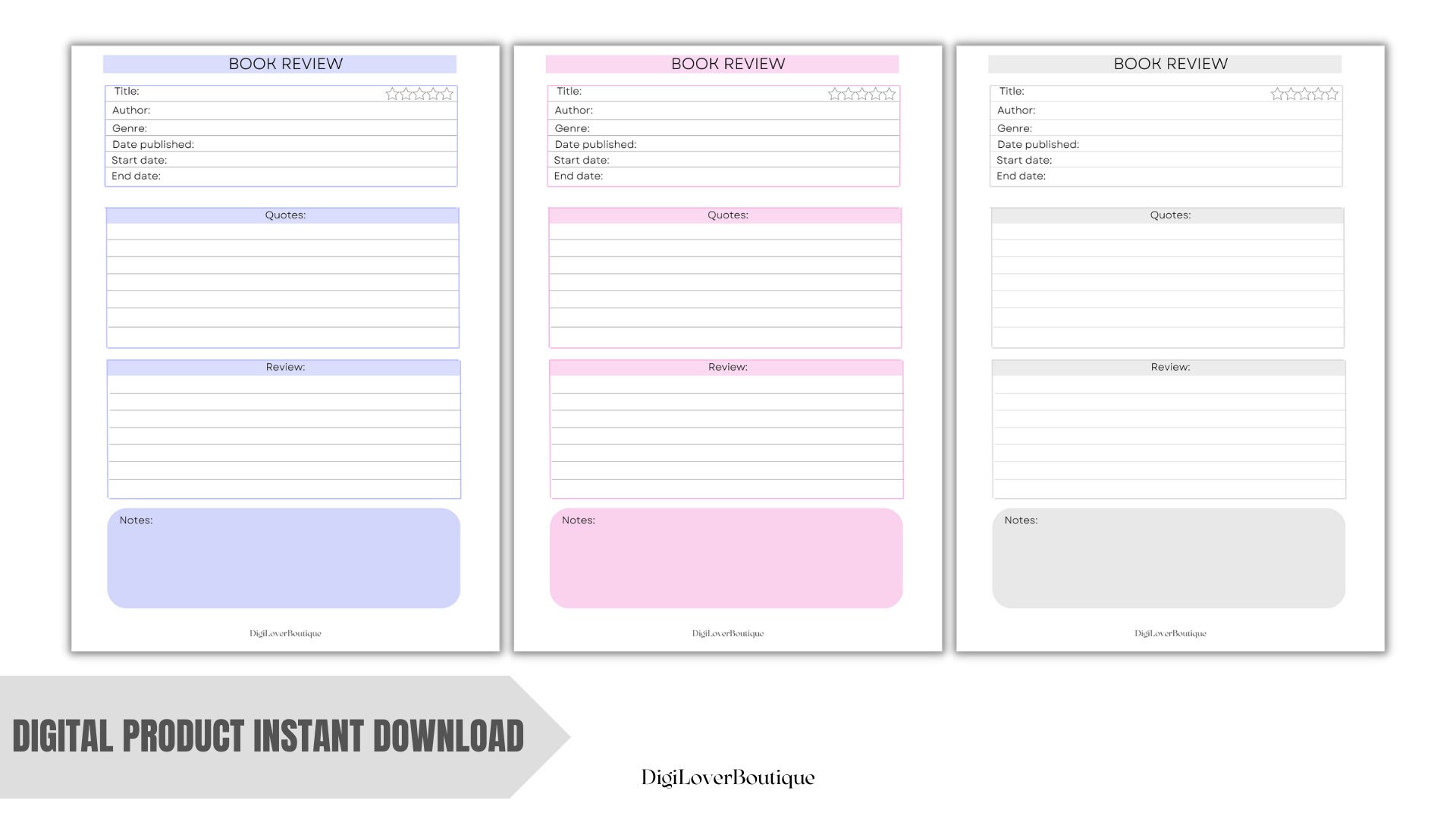 Book Review Tracker Printable Reading Journal Reading Planner - Etsy