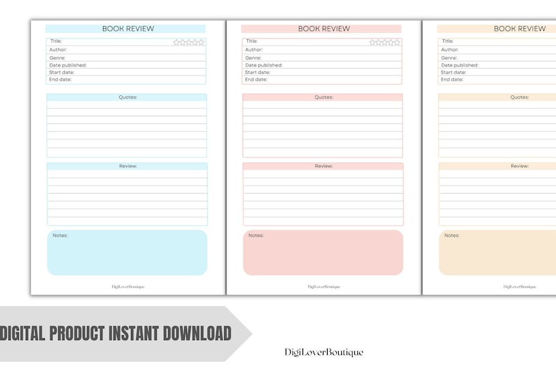 Book Review Tracker Printable Reading Journal Reading Planner - Etsy