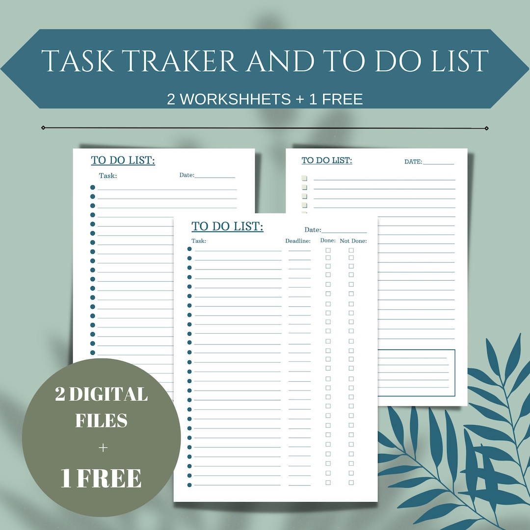 To Do List and Task Tracker Set, Organisation Spreadsheet, Productivity ...