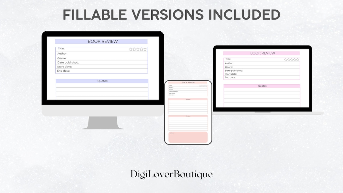 Book Review Tracker Printable Reading Journal Reading Planner - Etsy