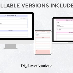 Book Review Tracker Printable Reading Journal Reading Planner - Etsy