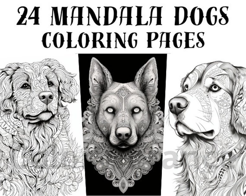 Mandala Dogs Coloring Pages: Digital Download of 24 Captivating Designs ...