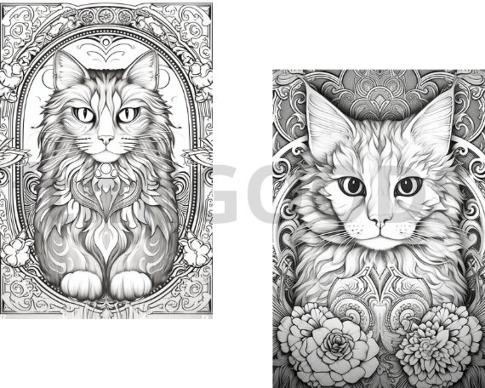 Mandala Cats Coloring Pages: Digital Download of 24 Whimsical - Etsy