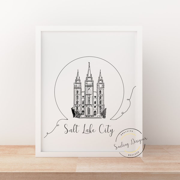 Slc Temple Print - Etsy