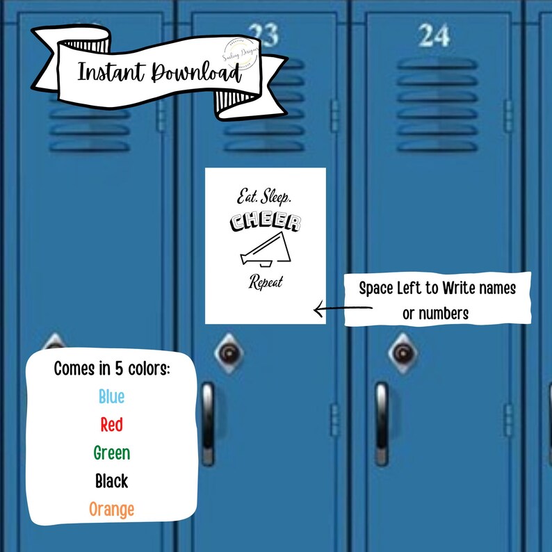 Cheerleader Locker Printable Cheer Team Sign Decoration Pdf School ...