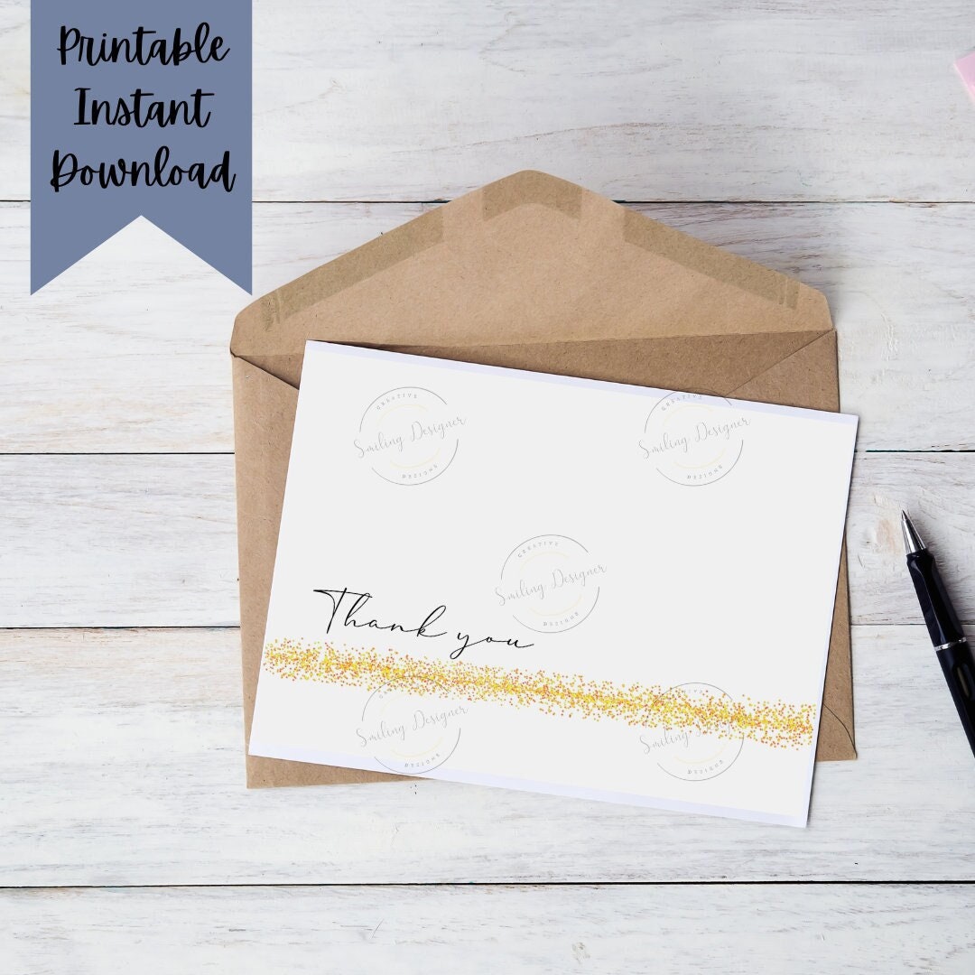 Thank You Card Printable, Instant Download, Sparkling Appreciation ...