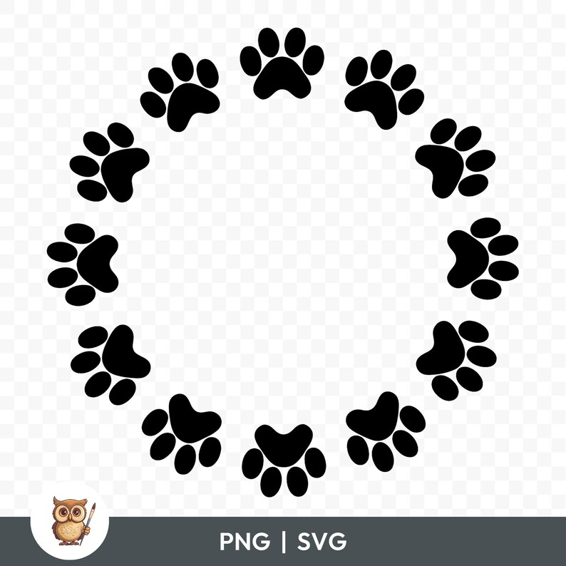 Dog Paw Frame SVG Bundle, Dog Paw Clipart, 15 Dog Paw Circle Frame Cut ...