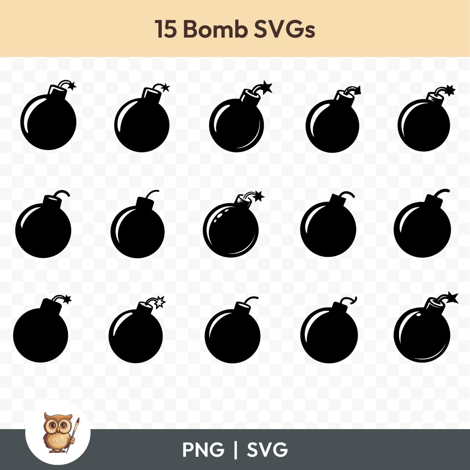 Bomb SVG Bundle, Bomb Clipart, 15 Cartoon Bomb Cut Files for Cricut ...