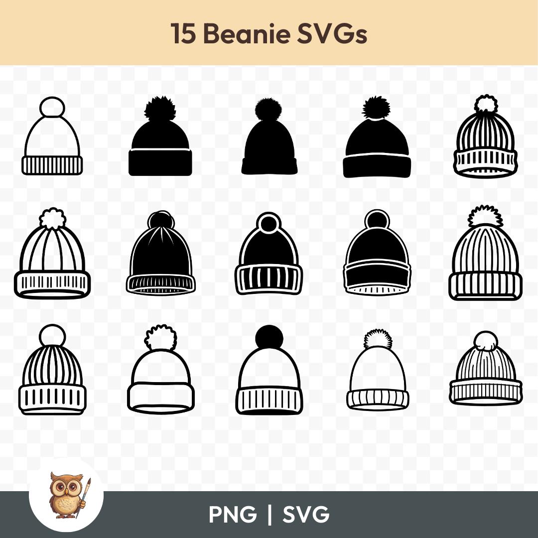Beanie SVG Bundle, Beanie Clipart, 15 Beanie Cut Files for Cricut, PNG ...