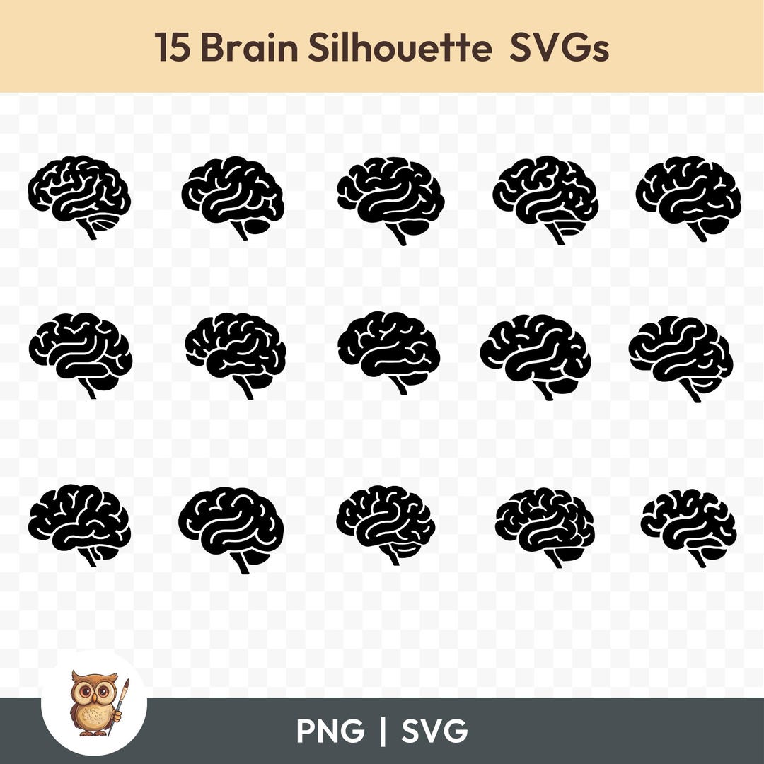Brain Silhouette SVG Bundle, Brain Clipart, 15 Brain Cut Files for ...