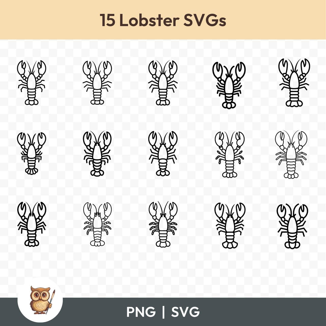 Lobster SVG Bundle, Lobster Outline Clipart, 15 Lobster Cut Files for ...