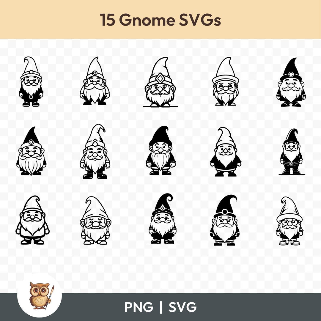 Gnome SVG Bundle, Gnome Clipart, 15 Gnome Cut Files for Cricut, PNG and ...