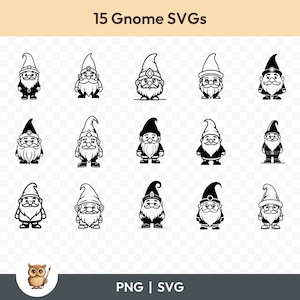 Gnome SVG Bundle, Gnome Clipart, 15 Gnome Cut Files for Cricut, PNG and ...