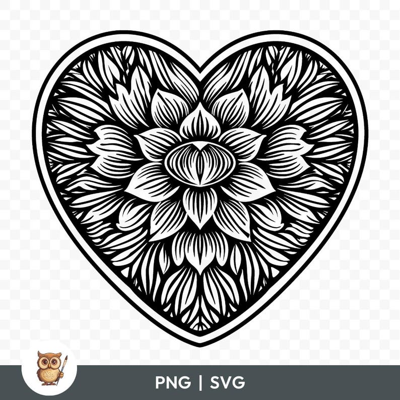 Heart Mandala SVG Bundle, Heart Mandalas Clipart, 15 Heart Mandala Cut ...