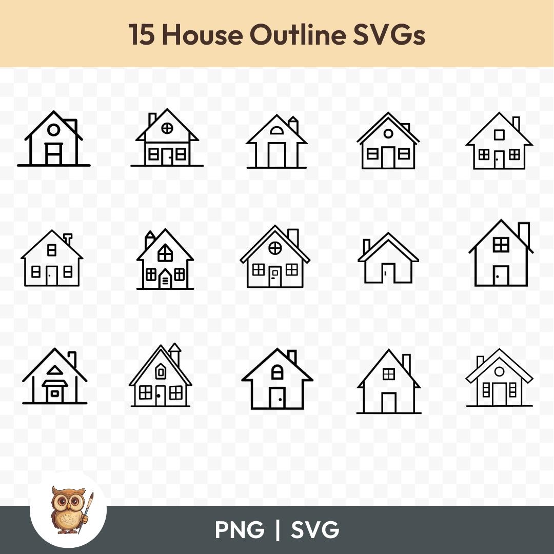 House Outline SVG Bundle, Simple House Clipart, 15 House Cut Files for ...