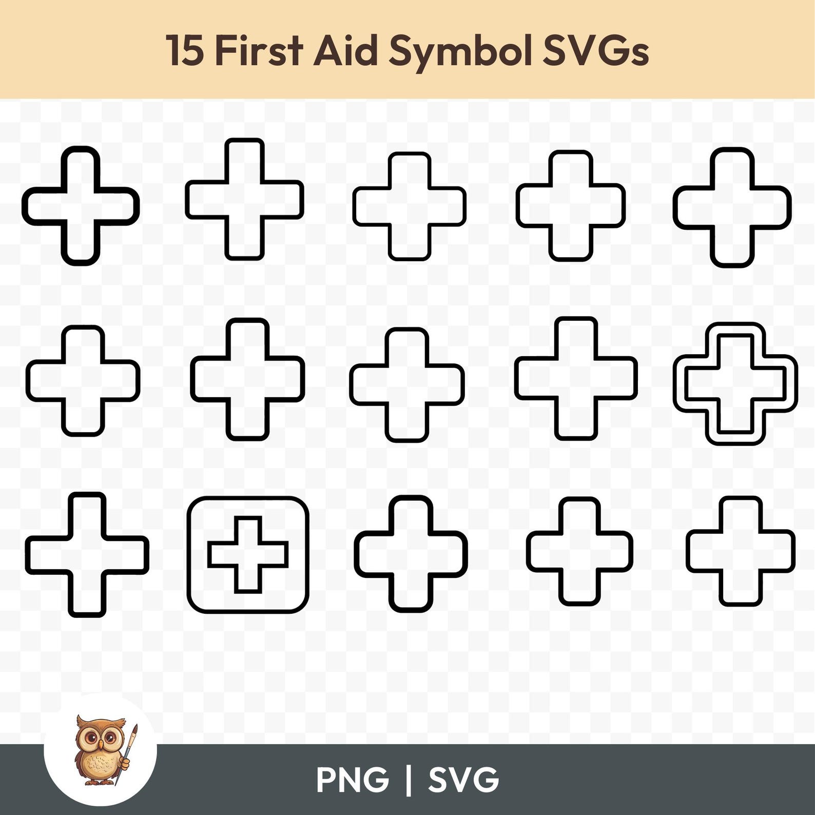 First Aid Symbol SVG Bundle, First Aid Symbol Clipart, 15 First Aid ...
