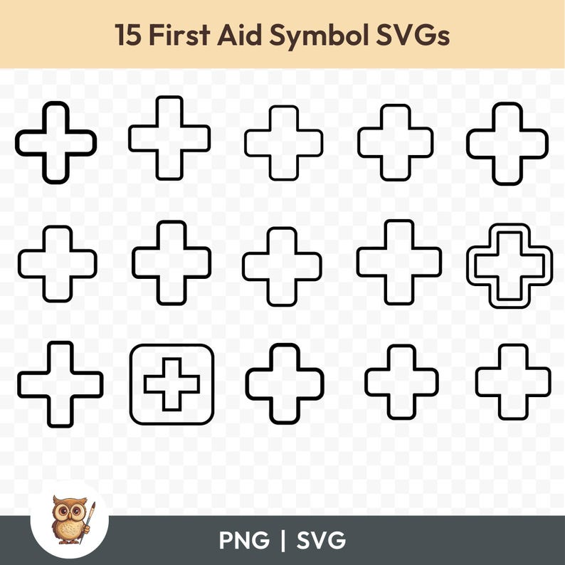 First Aid Symbol SVG Bundle, First Aid Symbol Clipart, 15 First Aid ...