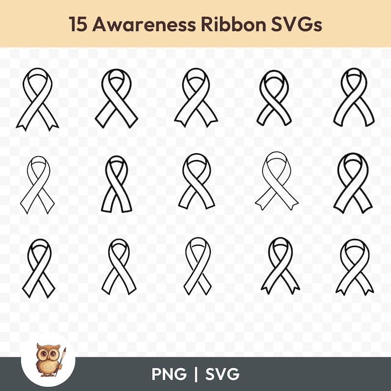 Awareness Ribbon SVG Bundle, Awareness Ribbon Clipart, 15 Ribbon Cut ...