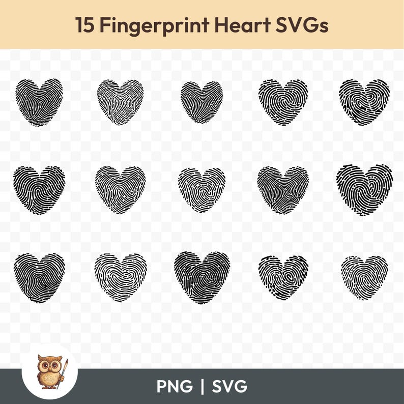 Fingerprint Heart SVG Bundle, Fingerprint Heart Clipart, 15 Fingerprint Heart Cut Files for ...