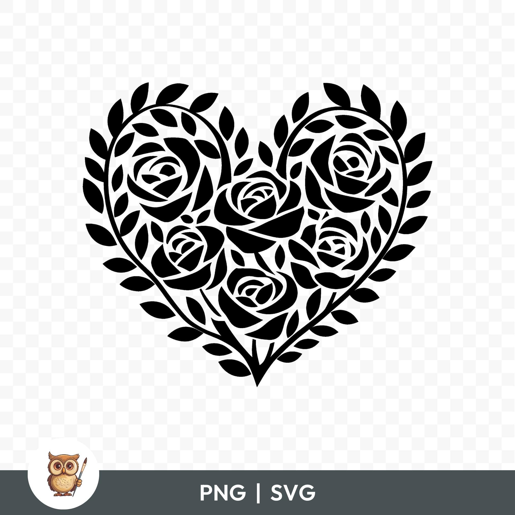 Floral Heart SVG Bundle, Floral Heart Clipart, 15 Flower Heart Cut ...