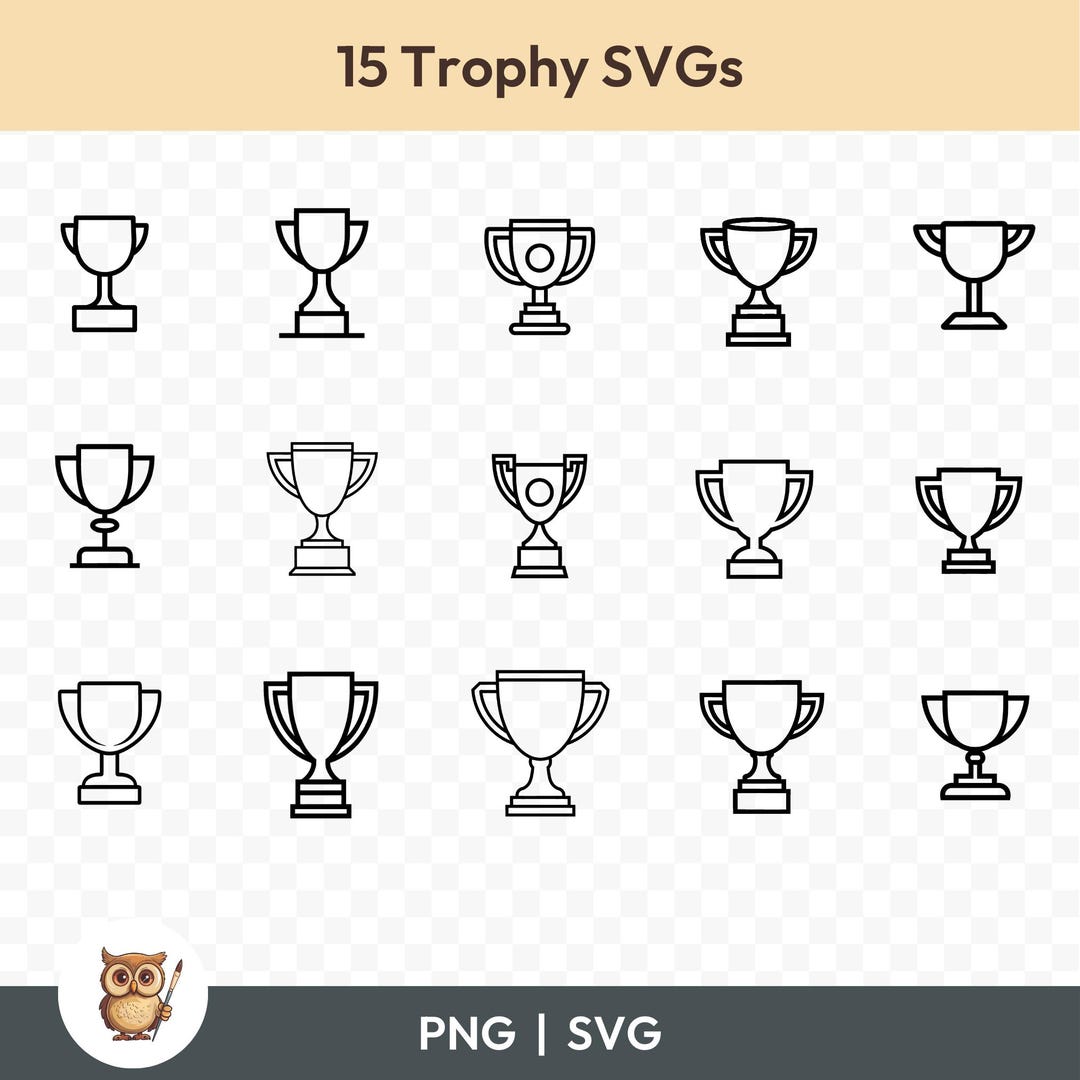 Trophy SVG Bundle, Simple Trophy Clipart, 15 Trophy Cut Files for ...