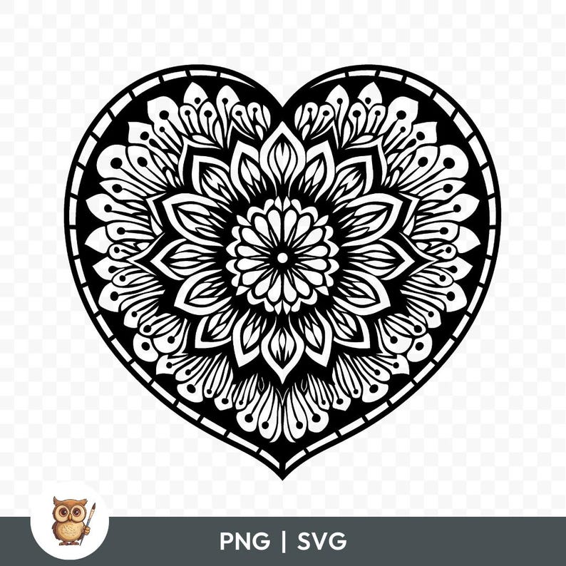 Heart Mandala SVG Bundle, Heart Mandalas Clipart, 15 Heart Mandala Cut ...