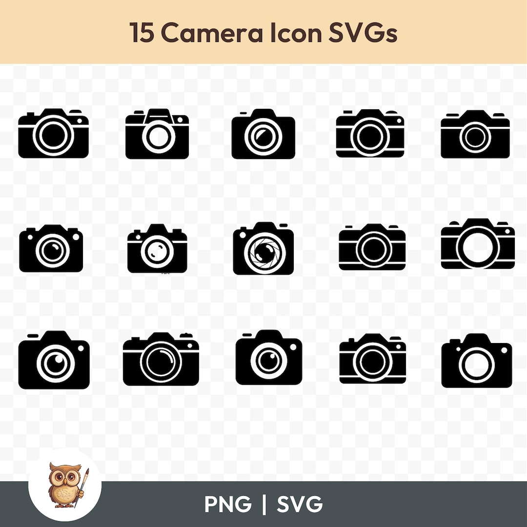 Camera Icon SVG Bundle, Camera Clipart, 15 Camera Cut Files for Cricut ...