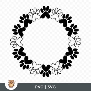 Dog Paw Frame SVG Bundle, Dog Paw Clipart, 15 Dog Paw Circle Frame Cut ...