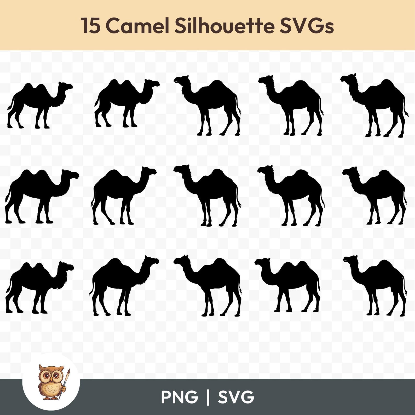 Camel Silhouette SVG Bundle, Camel Clipart, 15 Camel Cut Files for ...