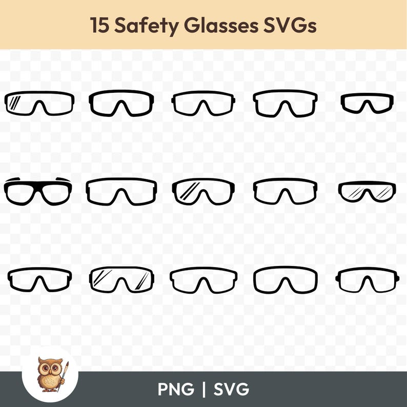 Safety Glasses SVG Bundle, Safety Goggles Clipart, 15 Safety Glasses ...