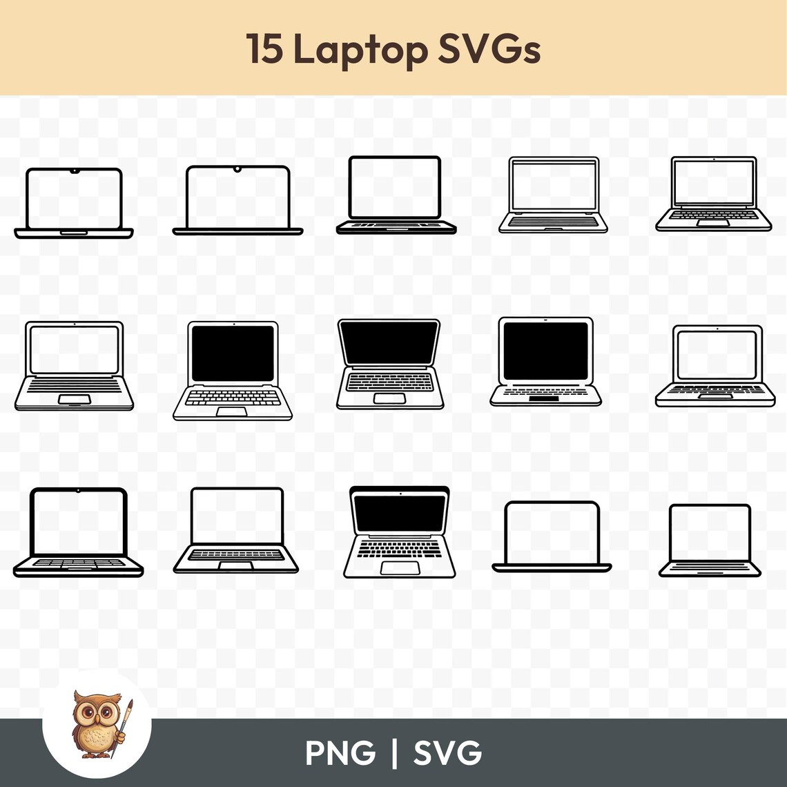 Laptop SVG Bundle, Laptop Clipart, 15 Laptop Cut Files for Cricut, PNG ...