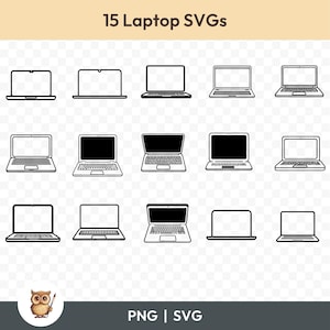 Laptop SVG Bundle, Laptop Clipart, 15 Laptop Cut Files for Cricut, PNG ...