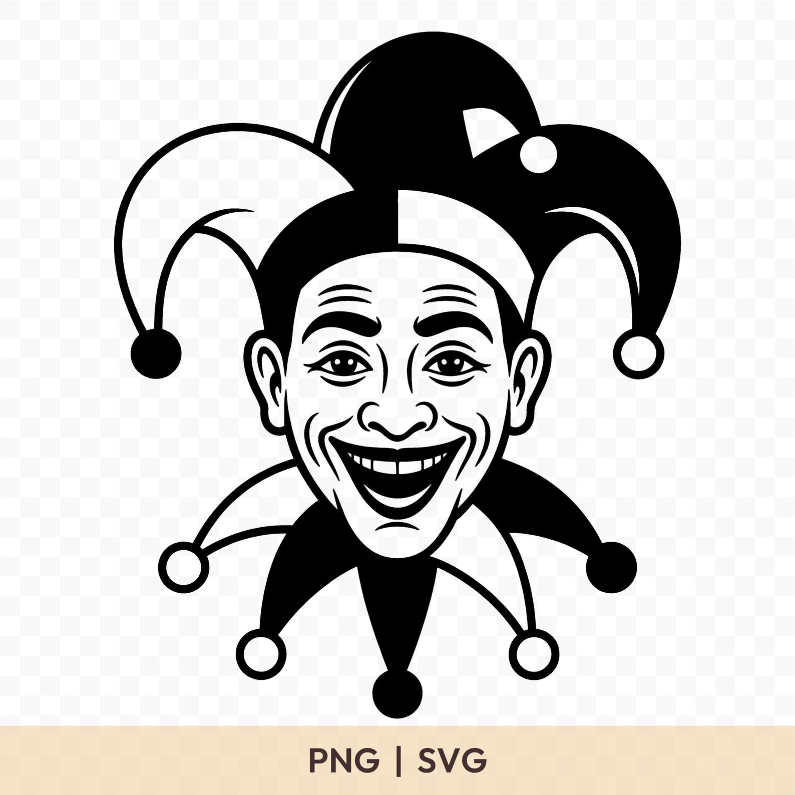 Jester Face SVG: Jester Cut File, Jester PNG, Jester Silhouette, Jester ...