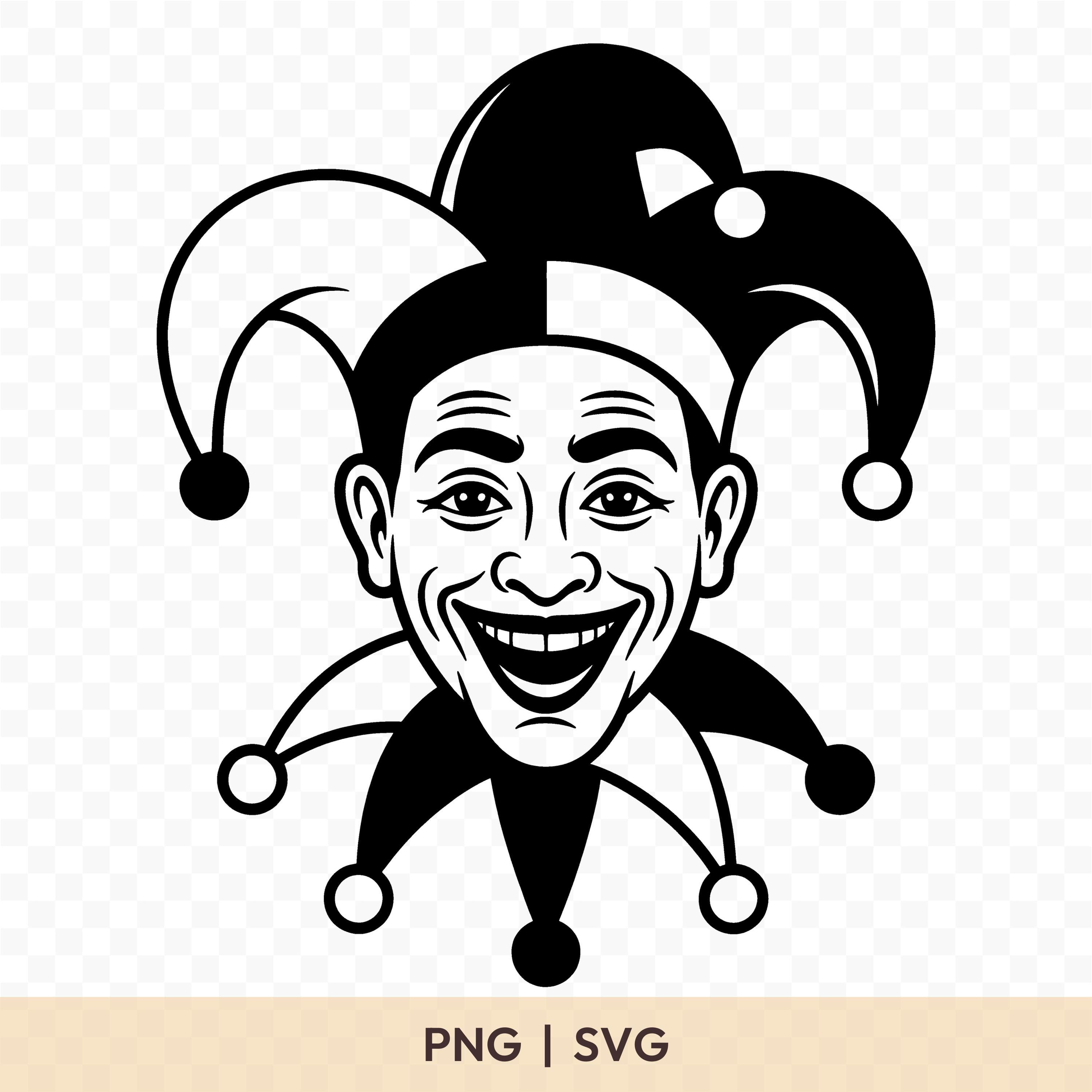 Jester Face SVG: Jester Cut File, Jester PNG, Jester Silhouette, Jester ...