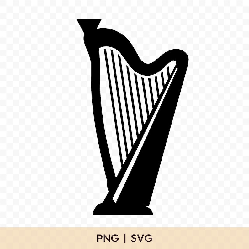 Harp SVG: Harp Cut File, Harp PNG, Harp Silhouette, Harp Cricut, Harp ...