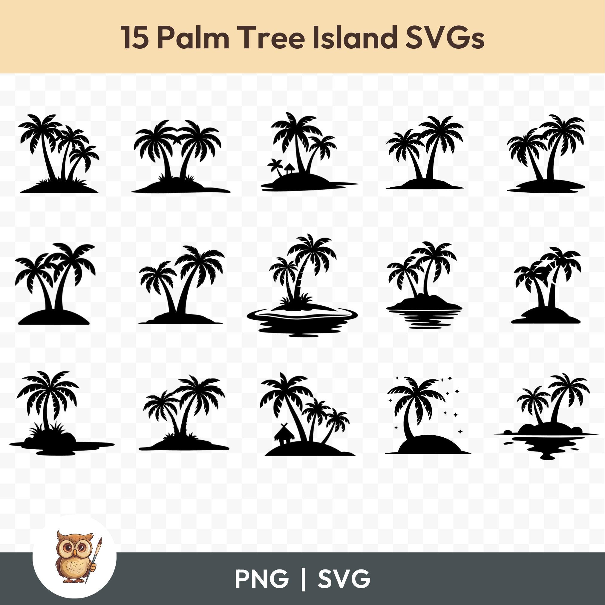 Palm Tree Island Silhouette SVG Bundle, Palm Tree Island Clipart, 15 ...