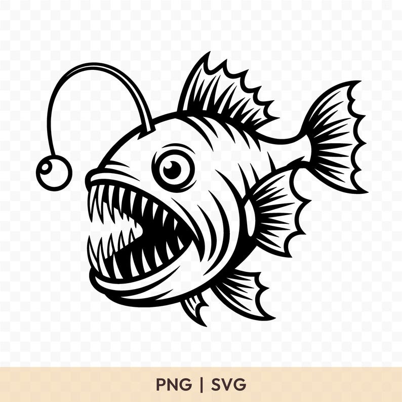 Angler Fish SVG: Angler Fish Cut File, Angler Fish PNG, Angler Fish ...