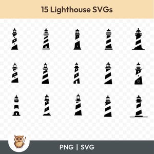 Lighthouse SVG Bundle, Lighthouse Clipart, 15 Lighthouse Cut Files for Cricut, PNG and SVG ...